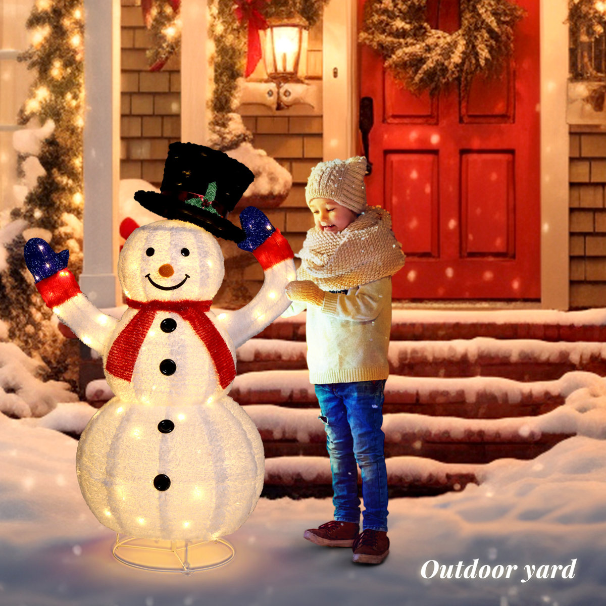 The Holiday Aisle® 4ft Electric Snowman Outdoor Christmas Decorations with 120 LED Lights ...